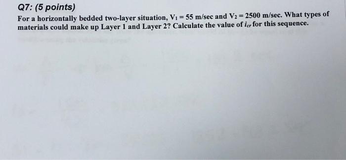 Solved Q7: (5 points) For a horizontally bedded two-layer | Chegg.com