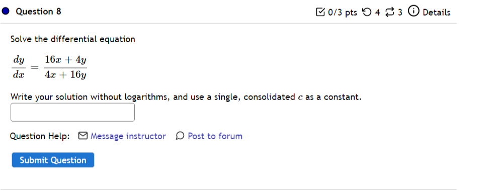 Solved Question 8 0/3 pts 5 4 3 Details Solve the | Chegg.com