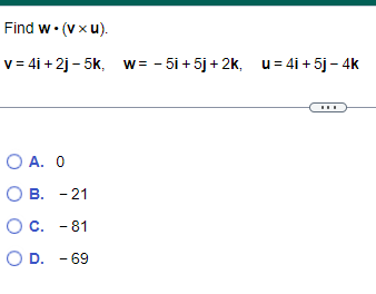 Solved Find \\( \\mathbf{w} \\cdot(\\mathbf{v} \\times | Chegg.com