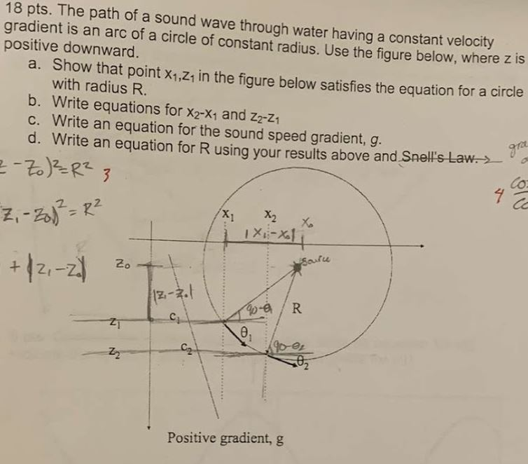 18 pts. The path of a sound wave through water having | Chegg.com