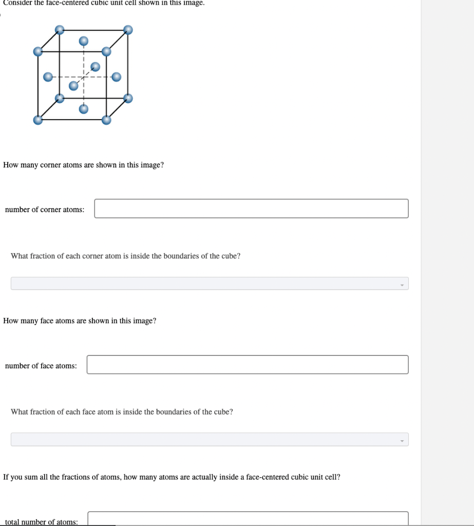 Solved Consider the face-centered cubic unit cell shown in | Chegg.com