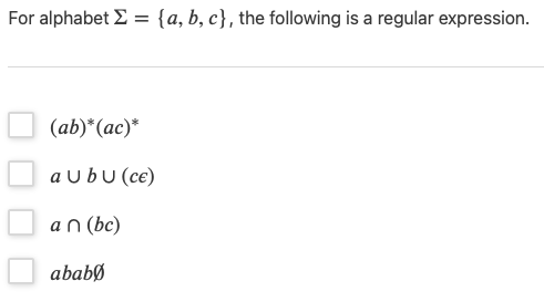 Solved For alphabet ? = {a,b,c}, the following is a regular | Chegg.com