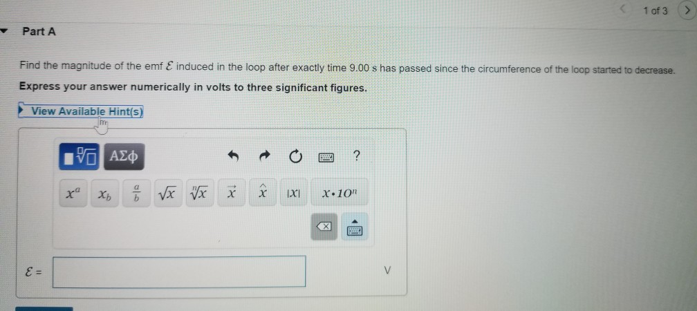 Solved Induced Emf And Current In A Shrinking Loop Constants 