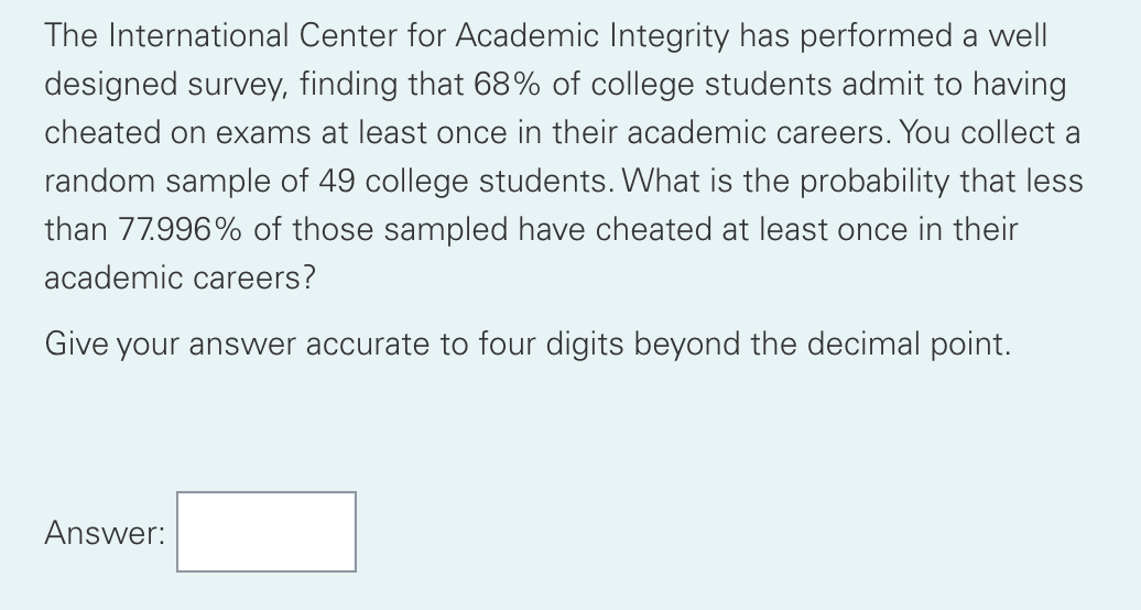 Solved The International Center for Academic Integrity has | Chegg.com