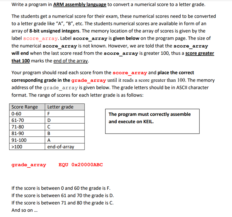 Solved Write a program in ARM assembly language to convert a | Chegg.com