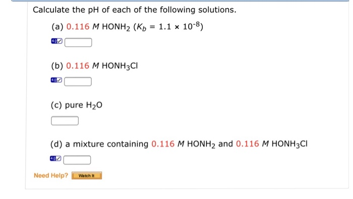 Solved Calculate the pH of each of the following solutions. | Chegg.com