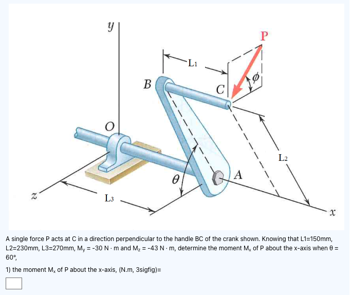 Solved A single force P acts at C in a direction | Chegg.com