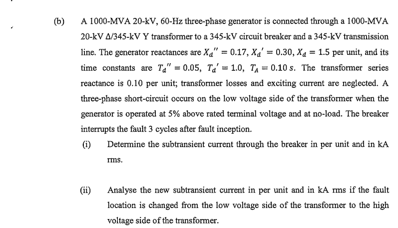 Solved (6) = A 1000-MVA 20-5V, 60-Hz three-phase generator | Chegg.com