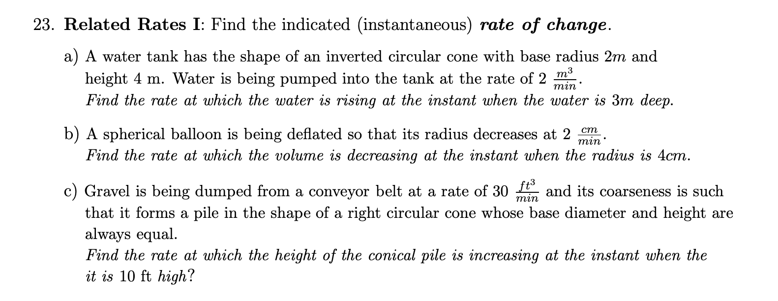 Solved 23. Related Rates I: Find the indicated | Chegg.com