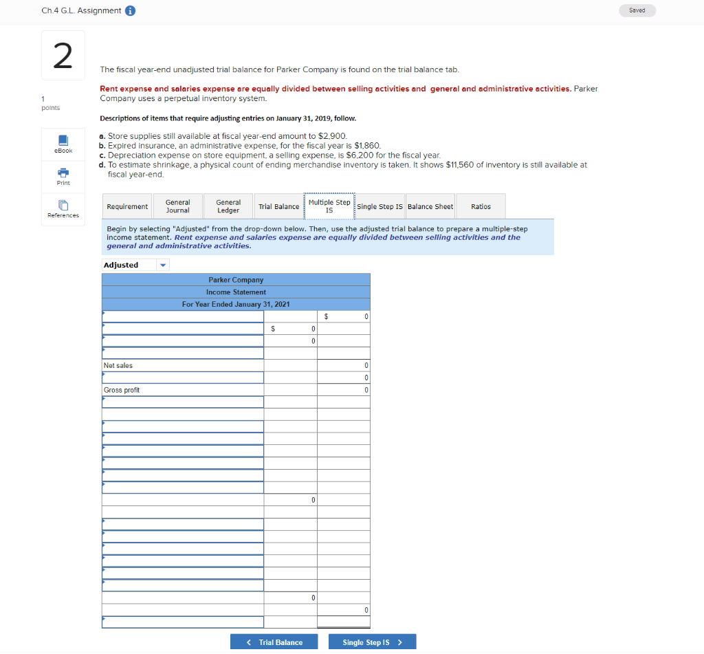 Solved The fiscal year-end unadjusted trial balance for | Chegg.com