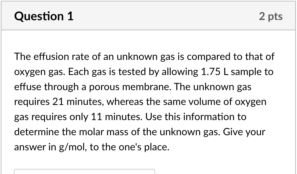 Solved The effusion rate of an unknown gas is compared to | Chegg.com