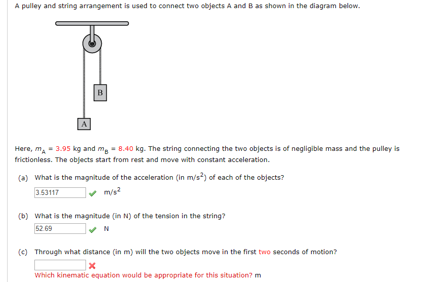 Solved A pulley and string arrangement is used to connect | Chegg.com