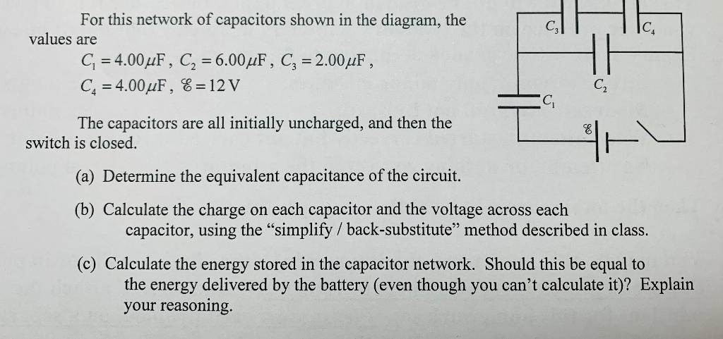 Solved For part b, after finding the equivalent capacitance, | Chegg.com