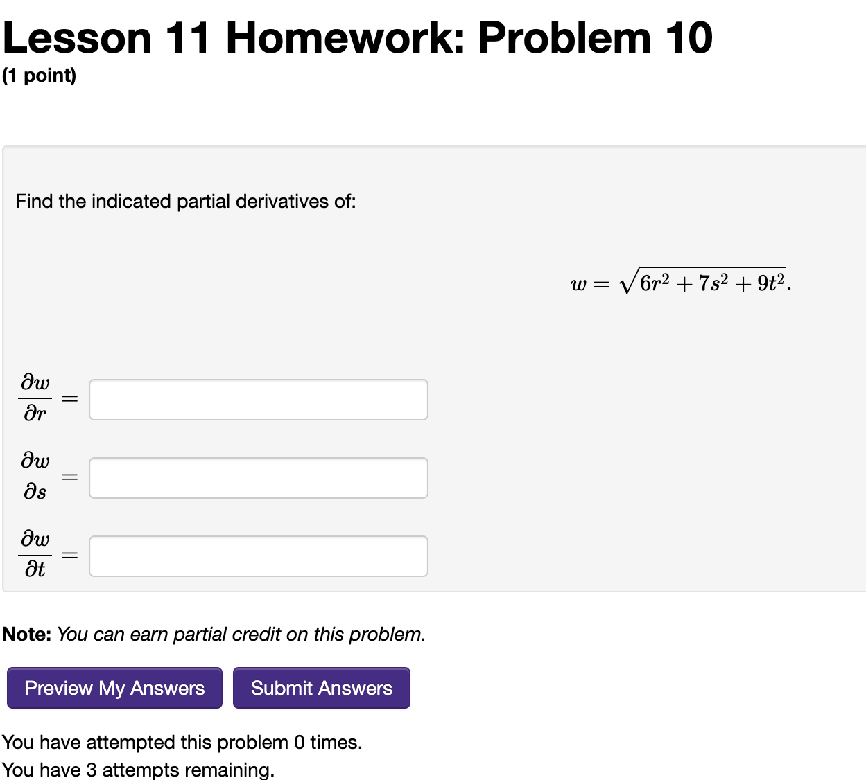 Solved Lesson 11 Homework: Problem 10 (1 point) Find the | Chegg.com