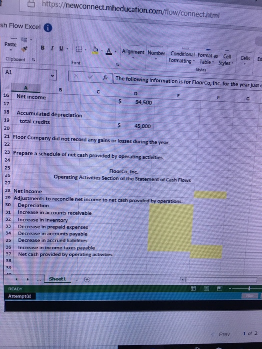 Solved ash Flow Excel 0.-. Alignment Number Conditional | Chegg.com