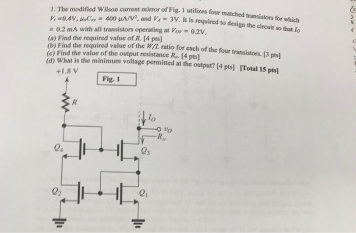 Solved 1. The modified Wilson current v, so.4V, μ.co! 400 | Chegg.com