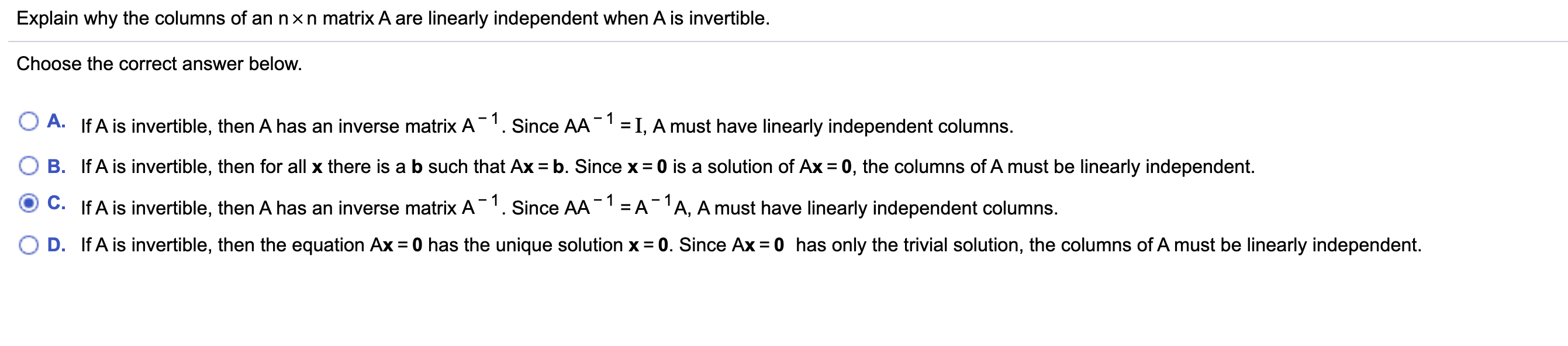 Solved Explain why the columns of an nxn matrix A are | Chegg.com
