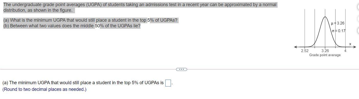 Solved The undergraduate grade point averages (UGPA) of | Chegg.com