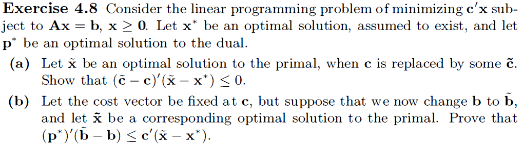 Linear Optimization (Duality Theorem) For part b, | Chegg.com