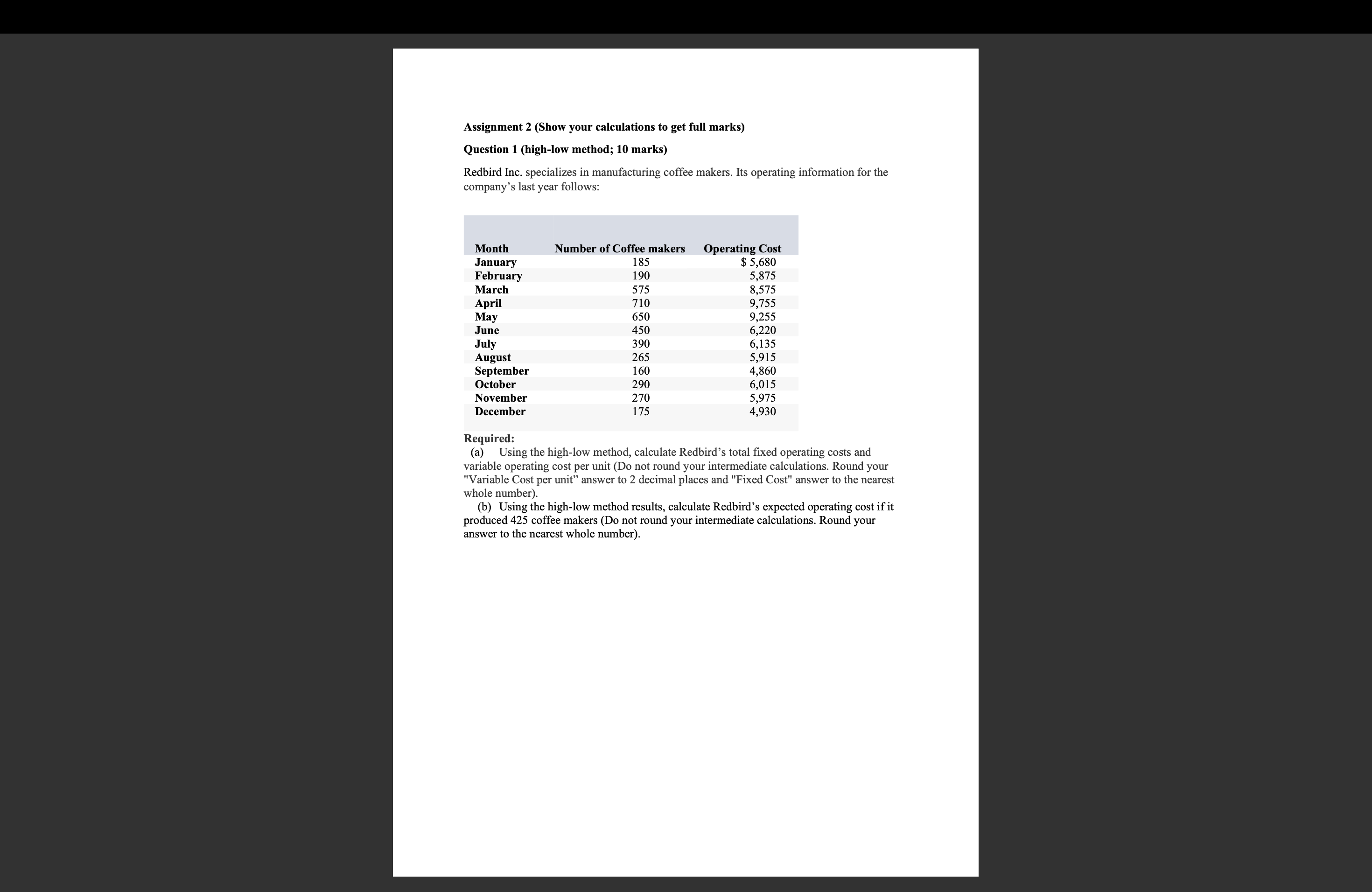 Solved Assignment 2 (Show your calculations to get full | Chegg.com