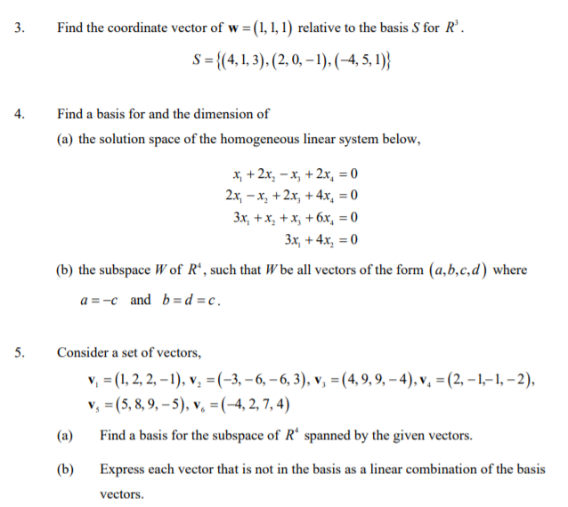 Solved 3. Find the coordinate vector of w = (1, 1, 1) | Chegg.com