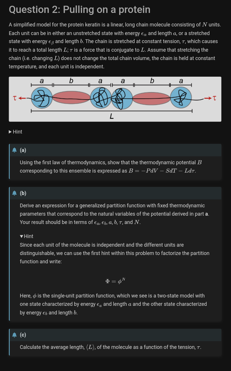 Solved Question 2: Pulling on a protein A simplified model | Chegg.com