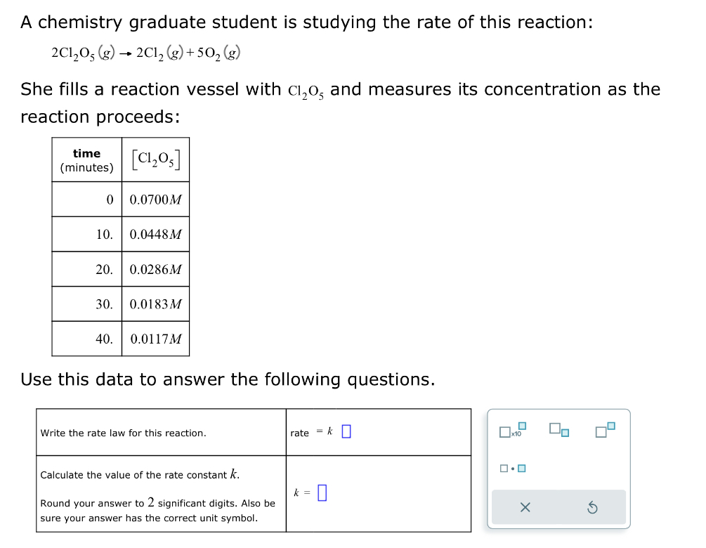 Solved A chemistry graduate student is studying the rate of | Chegg.com