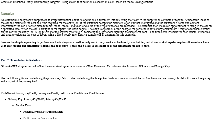 Solved Create an Enhanced Entity-Relationship Diagram, using | Chegg.com