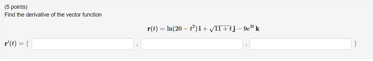 Solved (5 points) Find the derivative of the vector function | Chegg.com