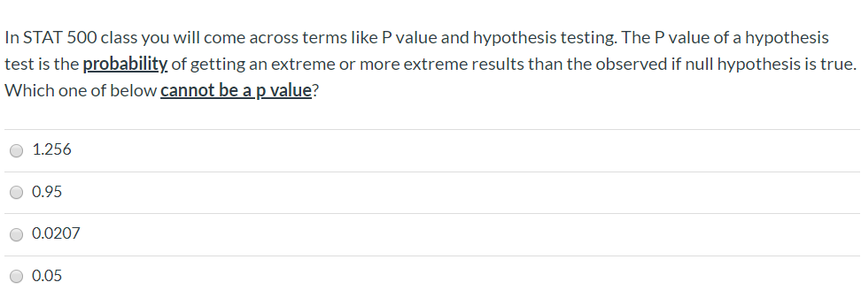 Solved In STAT 500 class you will come across terms like P | Chegg.com