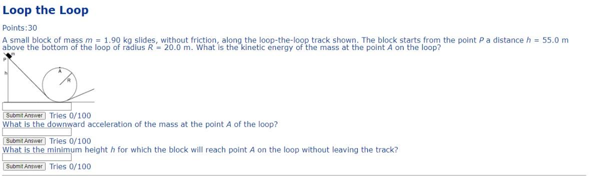 Solved A small block of mass m=1.90 kg slides, without | Chegg.com