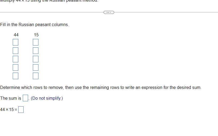 Solved Fill in the Russian peasant columns. Determine which | Chegg.com