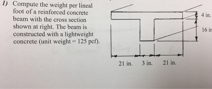 Solved Compute the weight per lineal foot of a reinforced | Chegg.com