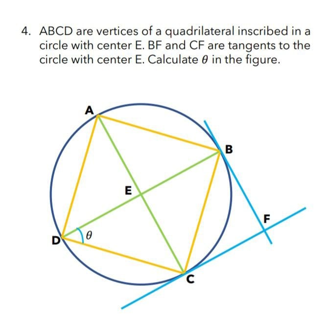 Solved 4. ABCD are vertices of a quadrilateral inscribed in | Chegg.com