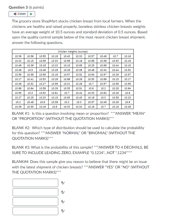 Solved Question 3 (6 points) The grocery store ShopMart | Chegg.com