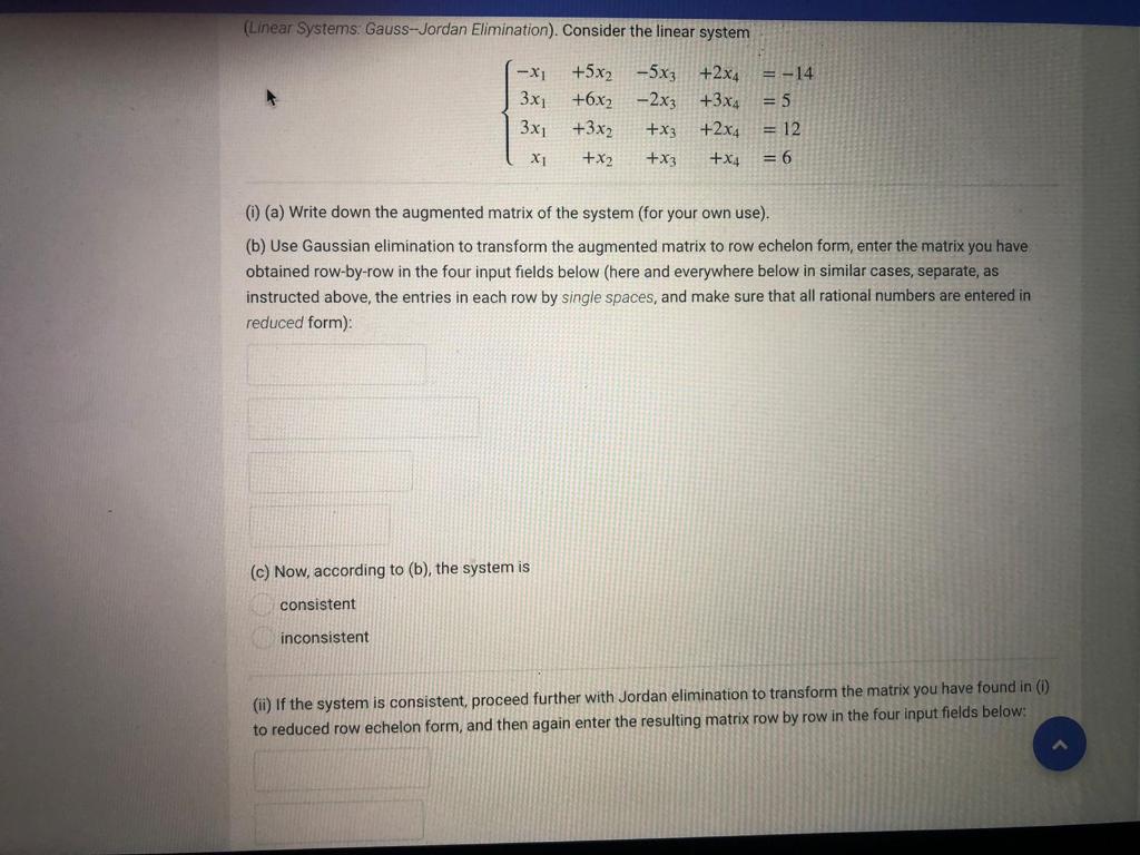 Solved inconsistent (ii) If the system is consistent, | Chegg.com