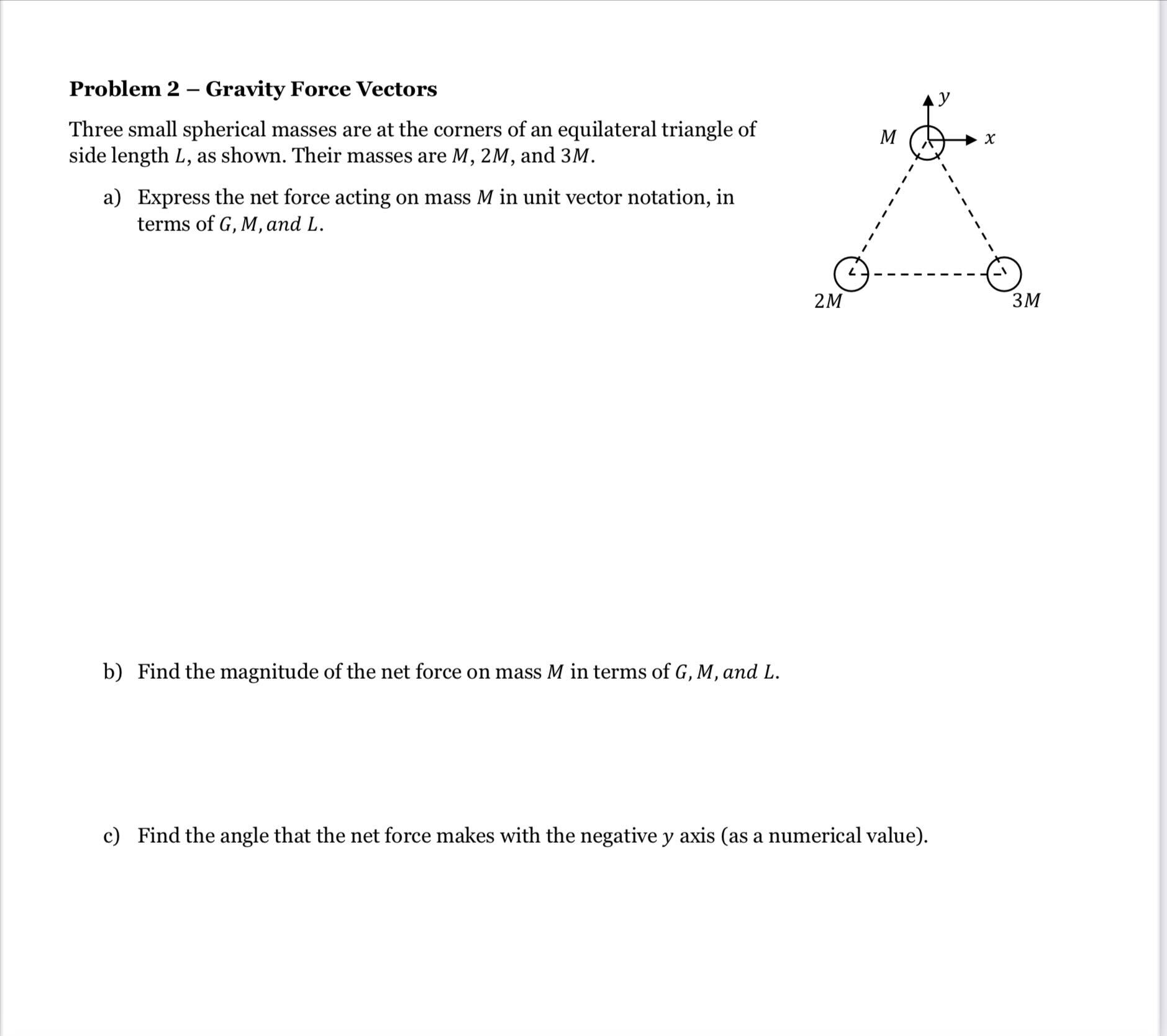 Solved Problem 2 - Gravity Force Vectors Three small | Chegg.com