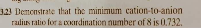 Solved 3 23 Demonstrate That The Minimum Cation To Anion