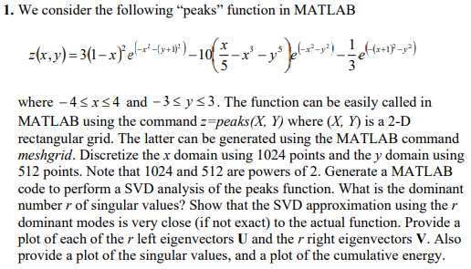 Solved 1. We ﻿consider the following “peaks” ﻿function in | Chegg.com