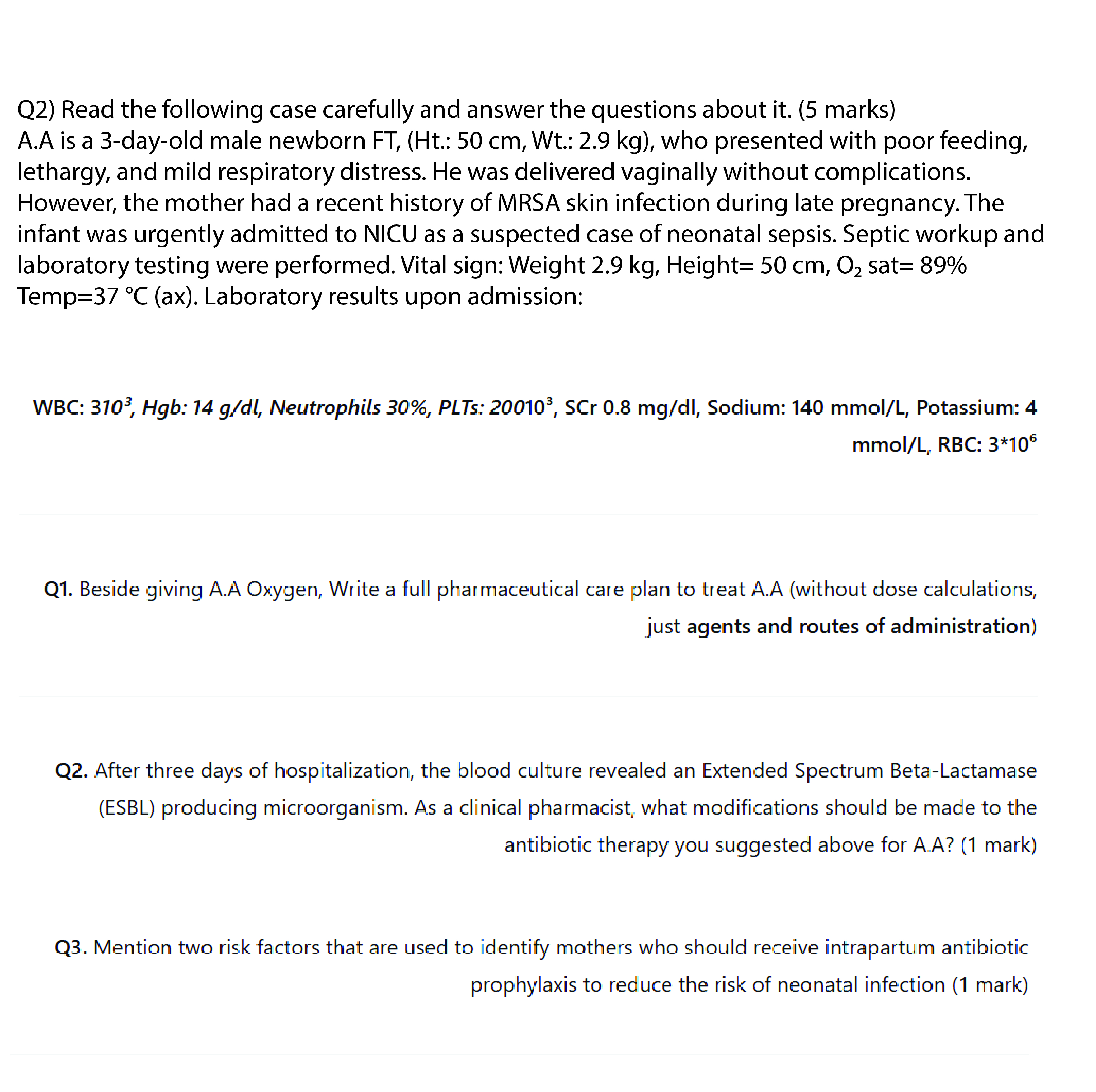 Solved Q2) ﻿Read the following case carefully and answer the | Chegg.com