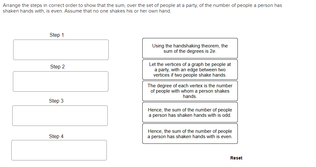 Solved Arrange the steps in correct order to show that the | Chegg.com