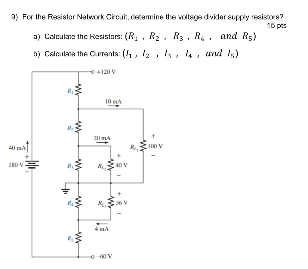 Solved 9) For the Resistor Network Circuit, determine the | Chegg.com