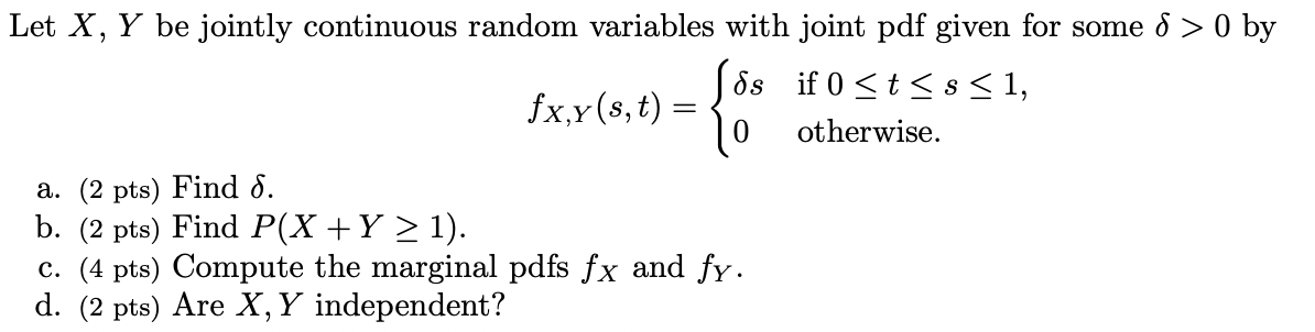 Solved Let X, Y be jointly continuous random variables with | Chegg.com