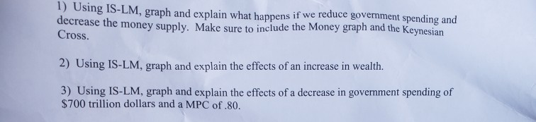 Solved 1) Using IS-LM, graph and explain what happens if | Chegg.com