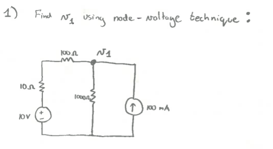Solved 1) Find og using node - voltage technique : 1000 na M | Chegg.com