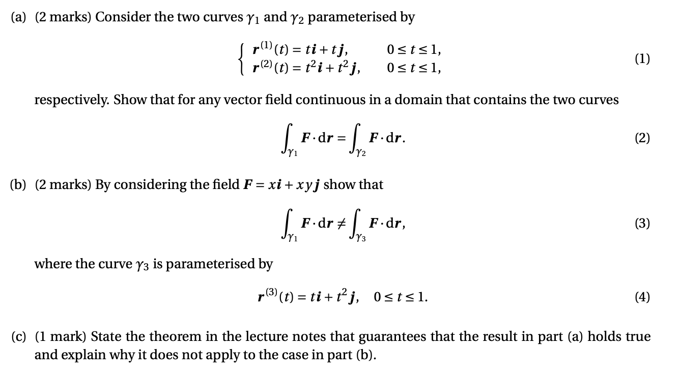 Solved (a) (2 marks) Consider the two curves Yi and Y2 | Chegg.com