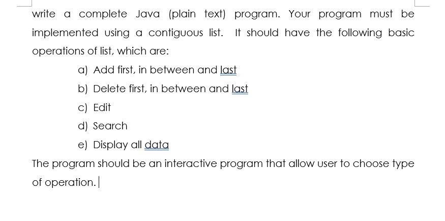 Solved write a complete Java (plain text) program. Your | Chegg.com