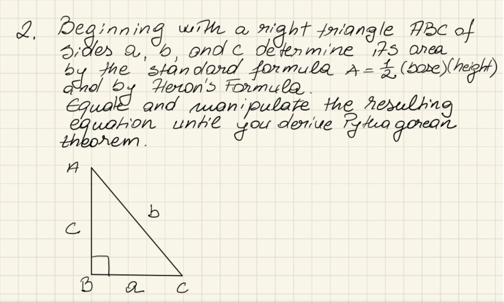 Solved 2 . Beginning with a right triangle ABC of Sides a, | Chegg.com