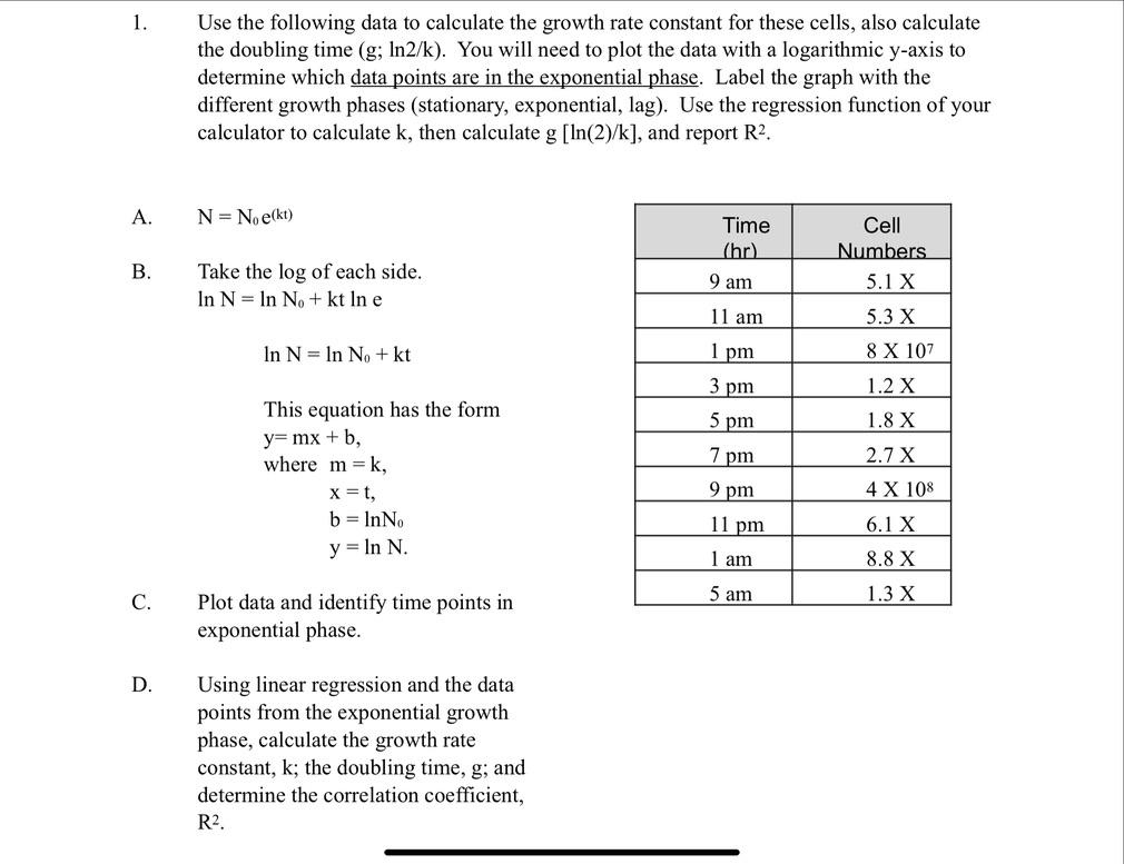 1. Use the following data to calculate the growth | Chegg.com