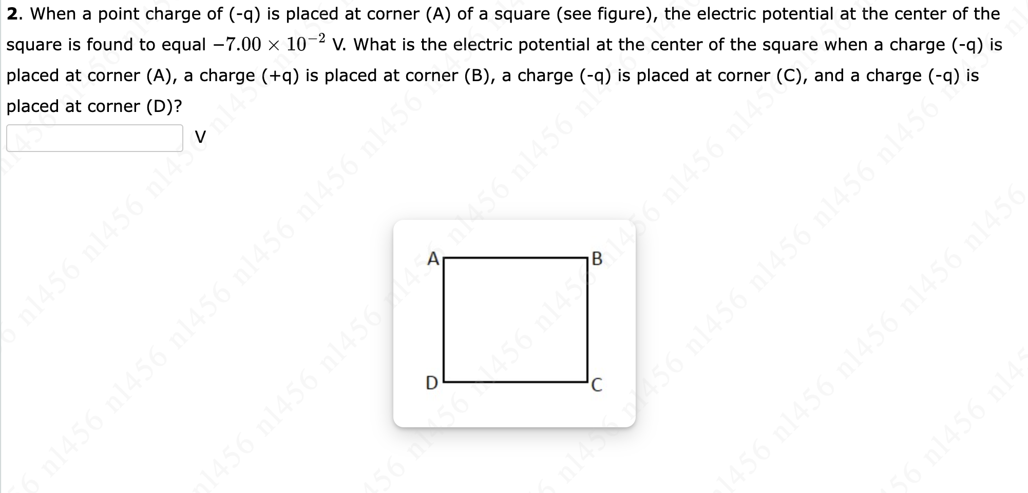 Solved When a point charge of (-q) ﻿is placed at corner (A) | Chegg.com